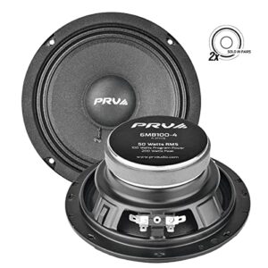 PRV AUDIO 6MB100-4 Pair of 6.5 Inch Midbass Speaker for Pro Car Audio, 4 Ohm, 50 Watts RMS Power, 200 Watts Max Power Mid Bass Factory Replacement Loudspeaker (Pair)