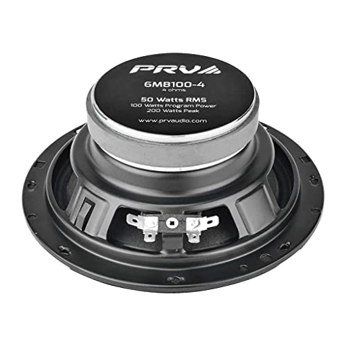 PRV AUDIO 6MB100-4 Pair of 6.5 Inch Midbass Speaker for Pro Car Audio, 4 Ohm, 50 Watts RMS Power, 200 Watts Max Power Mid Bass Factory Replacement Loudspeaker (Pair)