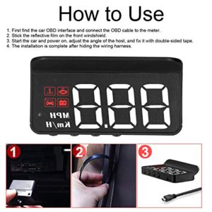 Car Head Up Display , HUD Display Windshield Projector Multi‑Function Gauge Warning Alarm Fatigue Driving Reminder