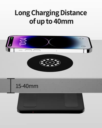 Eazpower Invisible Wireless Charger - 40MM(1.57") Under Desk Wireless Phone Charger - Hidden Charging Pad Under Table for iPhone 14/13/12/11 and Samsung Galaxy S23/S22/S21 (Adapter Included)