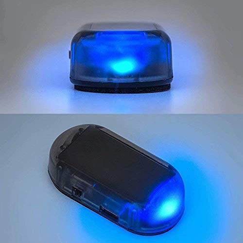 2 Pack Car Solar Power Simulated Dummy Alarm Warning Anti-Theft LED Flashing Security Light Fake Lamp (Blue + Red)