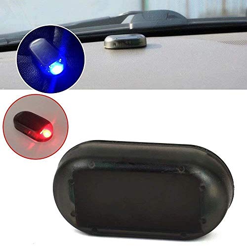 2 Pack Car Solar Power Simulated Dummy Alarm Warning Anti-Theft LED Flashing Security Light Fake Lamp (Blue + Red)