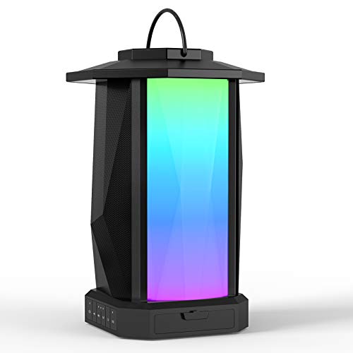 Ortizan Outdoor Bluetooth Speakers, 50W Loud Wireless Waterproof Lantern Speaker, Deep Bass/Hi-Fi/RGB Lights/IPX5/40H Play/EQ/DSP/Power Bank/USB/TF/AUX, Up to 100 Speakers Synch for Party Patio Garden