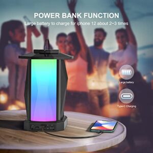 Ortizan Outdoor Bluetooth Speakers, 50W Loud Wireless Waterproof Lantern Speaker, Deep Bass/Hi-Fi/RGB Lights/IPX5/40H Play/EQ/DSP/Power Bank/USB/TF/AUX, Up to 100 Speakers Synch for Party Patio Garden