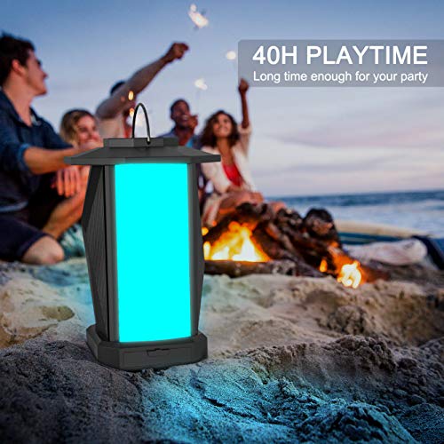 Ortizan Outdoor Bluetooth Speakers, 50W Loud Wireless Waterproof Lantern Speaker, Deep Bass/Hi-Fi/RGB Lights/IPX5/40H Play/EQ/DSP/Power Bank/USB/TF/AUX, Up to 100 Speakers Synch for Party Patio Garden