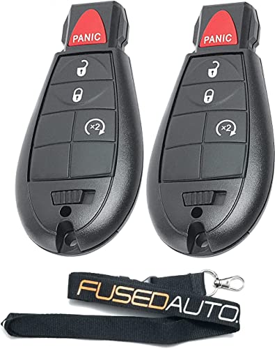 JalopyTrade Pair of Electronic Keyless Entry Remotes Fob FOBIK Compatible with Dodge (FCC ID: IYZ-C01C) 4 Button + ONE Free Lanyard