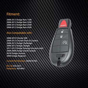 JalopyTrade Pair of Electronic Keyless Entry Remotes Fob FOBIK Compatible with Dodge (FCC ID: IYZ-C01C) 4 Button + ONE Free Lanyard