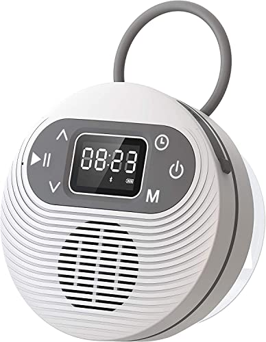 JOYMUZ Shower Speaker FM Radio Waterproof Bluetooth 5.0 Wireless Built-in Mic with Suction Cup, 10H Playtime for Home, Beach, Camping, Hiking