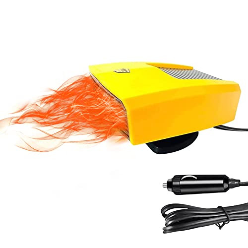 2023 Upgrade Heater Defroster, 2 in 1 Auto Car Windshield Heater Cooling Fan 12 Volt 150W Auto Defogger 360° Rotatable Heating Defrost (Sports Car Yellow）