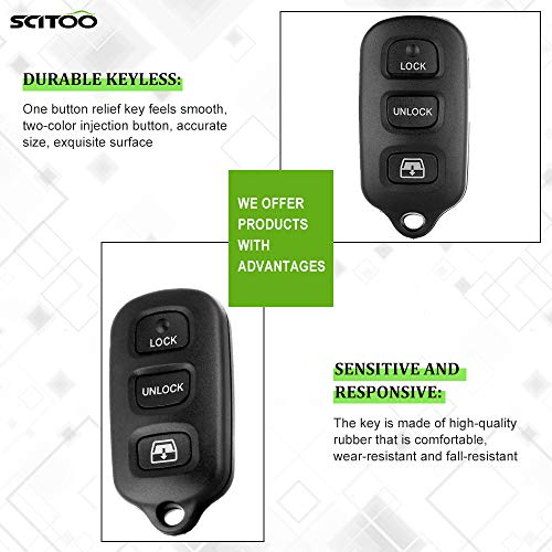 SCITOO 2pcs 4 Buttons Keyless Entry Remote Control Key Fob Clicker Transmitter SHELL Replacement fit for 2001-2008 Toyota Sequoia 1999-2009 Toyota 4Runner 1998-1999 Toyota Avalon FCC HYQ12BAN