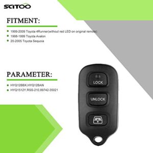 SCITOO 2pcs 4 Buttons Keyless Entry Remote Control Key Fob Clicker Transmitter SHELL Replacement fit for 2001-2008 Toyota Sequoia 1999-2009 Toyota 4Runner 1998-1999 Toyota Avalon FCC HYQ12BAN