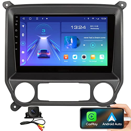 10.1 Inch 5G WiFi (2G Ram 32G ROM) Car Stereo for Chevy Silverado/GMC Sierra 2014-2018 with Carplay Android Auto, Support 48EQ Mirroring Airplay Backup1080P SWC