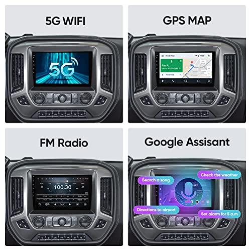 10.1 Inch 5G WiFi (2G Ram 32G ROM) Car Stereo for Chevy Silverado/GMC Sierra 2014-2018 with Carplay Android Auto, Support 48EQ Mirroring Airplay Backup1080P SWC