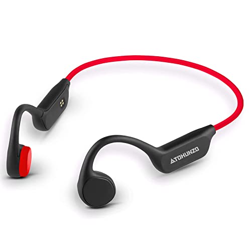 Waterproof Bone Conduction Headphones for Swimming, IPX8 Waterproof 32GB MP3 Player Wireless Bluetooth 5.3 Open-Ear Swimming Headphones with Mic Call for Swimming Skiing Driving Bicycling(Red)