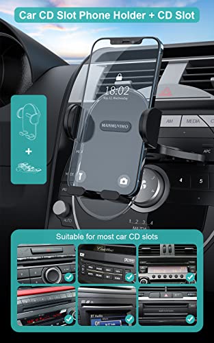 MANMUVIMO CD Phone Mount for Car Phone Holder CD Slot Phone Mount Air Vent Cell Phone Holder iPhone Holder for Car CD Player Mount Holder Compatible with iPhone13 12 11/11 Pro/11 Pro Max