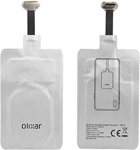 Olixar Wireless Charging Adapter for USB-C Smartphones and Devices - Ultra Thin Qi Wireless Charging Adapter - Case Friendly - Easy to Use