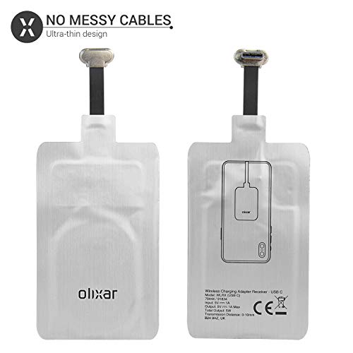 Olixar Wireless Charging Adapter for USB-C Smartphones and Devices - Ultra Thin Qi Wireless Charging Adapter - Case Friendly - Easy to Use