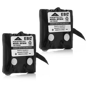 ebl bp-38 two-way radio batteries 4.8v 700mah replacement battery for bp-38 bp-39 bt-1013 bt-537 bp-40 frs-008 (2 pack)