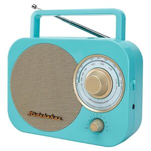 studebaker sb2000tg turquoise/gold retro classic portable am/fm radio with aux input limited edition