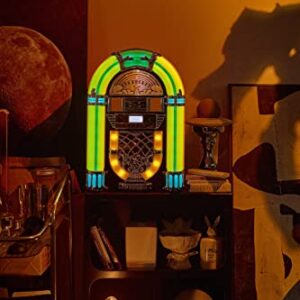 Arkrocket Athena Mini Jukebox/Tabletop CD Player/Bluetooth Speaker/Radio/USB and SD Card Player with Retro LED Lighting System