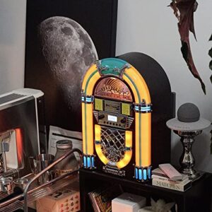 Arkrocket Athena Mini Jukebox/Tabletop CD Player/Bluetooth Speaker/Radio/USB and SD Card Player with Retro LED Lighting System