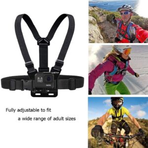 Adjustable Chest Mount Harness Chest Strap Belt for GoPro Hero10, Hero 9, Hero 8, Hero 7 Black, 7 Silver, 7 White, Hero 6, 5, 4, Session, 3+, 3, 2, 1, Hero (2018), 360 Degree Rotate Adapter Holder