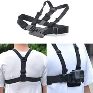 Adjustable Chest Mount Harness Chest Strap Belt for GoPro Hero10, Hero 9, Hero 8, Hero 7 Black, 7 Silver, 7 White, Hero 6, 5, 4, Session, 3+, 3, 2, 1, Hero (2018), 360 Degree Rotate Adapter Holder