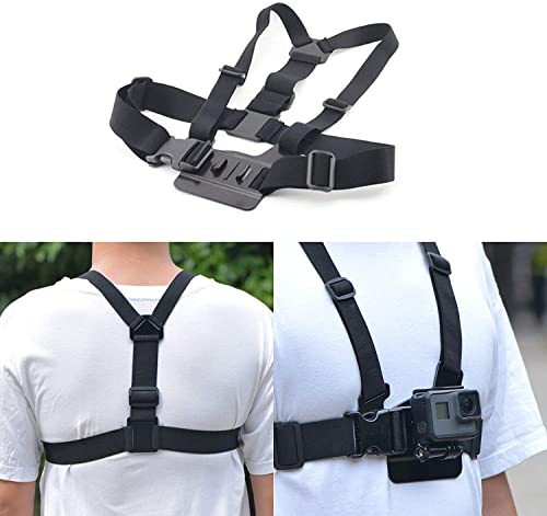 Adjustable Chest Mount Harness Chest Strap Belt for GoPro Hero10, Hero 9, Hero 8, Hero 7 Black, 7 Silver, 7 White, Hero 6, 5, 4, Session, 3+, 3, 2, 1, Hero (2018), 360 Degree Rotate Adapter Holder