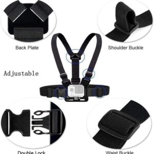 Adjustable Chest Mount Harness Chest Strap Belt for GoPro Hero10, Hero 9, Hero 8, Hero 7 Black, 7 Silver, 7 White, Hero 6, 5, 4, Session, 3+, 3, 2, 1, Hero (2018), 360 Degree Rotate Adapter Holder