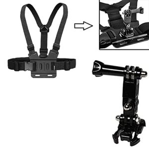 Adjustable Chest Mount Harness Chest Strap Belt for GoPro Hero10, Hero 9, Hero 8, Hero 7 Black, 7 Silver, 7 White, Hero 6, 5, 4, Session, 3+, 3, 2, 1, Hero (2018), 360 Degree Rotate Adapter Holder