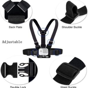 Adjustable Chest Mount Harness Chest Strap Belt for GoPro Hero10, Hero 9, Hero 8, Hero 7 Black, 7 Silver, 7 White, Hero 6, 5, 4, Session, 3+, 3, 2, 1, Hero (2018), 360 Degree Rotate Adapter Holder