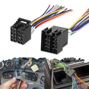 16 pin iso radio wire harness adapter (pair, male & female) fits for peterbilt freightliner semi truck international volvo sterling mack kenworth stereo