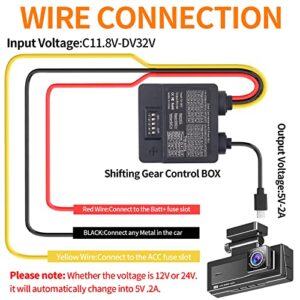 OPVICAM 11.5ft Micro USB 12V 24V to 5V Dash Cam Hardwire Kit, Low Voltage Protection for Opvicam Dash Cam V6S