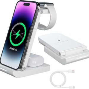 Wireless Charging Station,Wireless Charger Stand 3 in 1 Compatible for iPhone14/13/12/11/Pro Series,for Watch7/6 Series,Airpods 3/2/Pro.