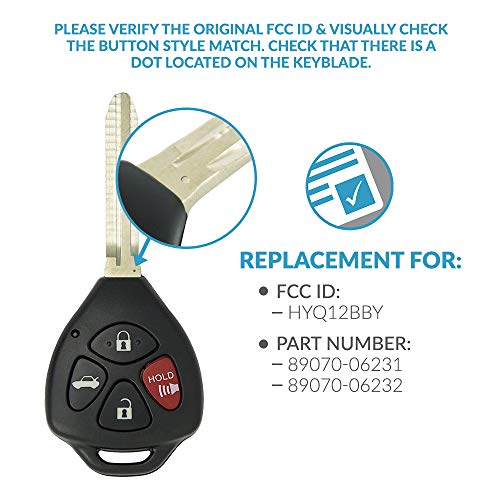 Keyless2Go Replacement for New Keyless Entry Remote Car Key for 2007 2008 2009 2010 Toyota Camry HYQ12BBY