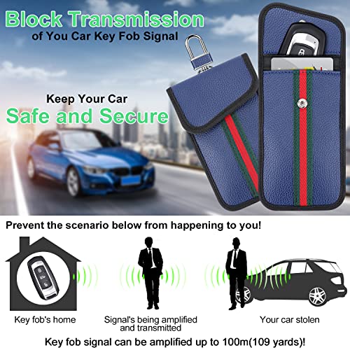 Giftguys Faraday Key Fob Protector, 2 Pack Faraday Bag for Key Fob, Key Fob Signal Blocking Pouch, Anti-Theft Pouch Hacking Case Blocker Faraday Cage