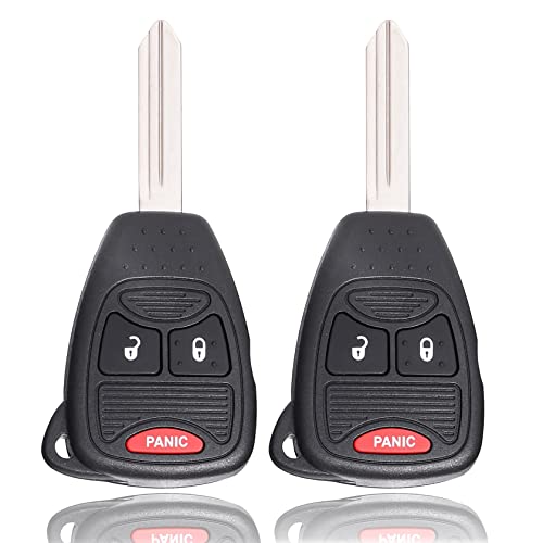 Car Key Fob Keyless Entry Remote Compatible with Chrysler 200/300/ Aspen/Dodge Charger/Ram/Durango/Wrangler/Commander etc. 3 Buttons OHT692427AA Key Remote Clicker- Pack of 2