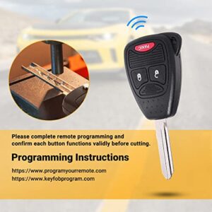 Car Key Fob Keyless Entry Remote Compatible with Chrysler 200/300/ Aspen/Dodge Charger/Ram/Durango/Wrangler/Commander etc. 3 Buttons OHT692427AA Key Remote Clicker- Pack of 2