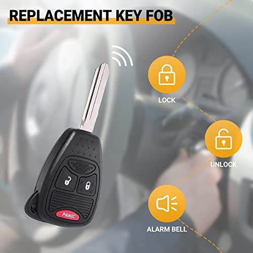 Car Key Fob Keyless Entry Remote Compatible with Chrysler 200/300/ Aspen/Dodge Charger/Ram/Durango/Wrangler/Commander etc. 3 Buttons OHT692427AA Key Remote Clicker- Pack of 2