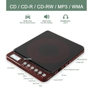 Portable CD Player with Speakers 2000mAh Rechargeable Walkman CD Player Portable with Double 3.5mm Headphones Jack,Small Anti-Skip Personal CD Player Disc Music Player for Car or Home