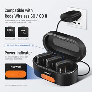 NEEWER Wireless Charging Case Compatible with Rode Wireless GO Wireless GO II, 3-Channel PD Fast Charging Portable Charger with Type-C, Built-in 3400mAh Battery for Compact Wireless Microphone System