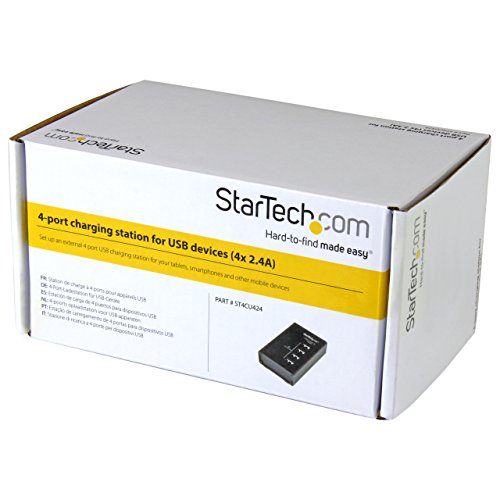 StarTech.com 4-Port Charging Station for USB Devices with Smart Charging - 48W/9.6A - Dedicated Desktop Multi-Device USB Charging Station (ST4CU424)