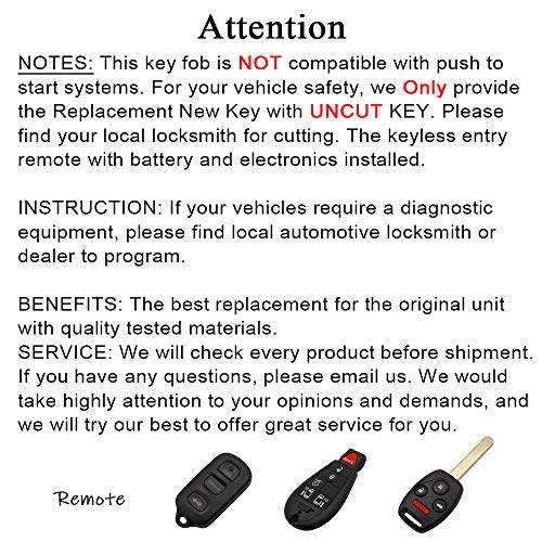 DRIVESTAR Entry Remote Car Key Keyless Replacement for Dodge Caliber Nitro,for Jeep Grand Cherokee Commander Patriot Use 3 Button OHT692427AA,2 Pack