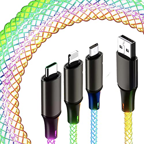 ACEDOAMARE LED Flowing Charging Cable Fast Charging Phone Charger USB C L Cable Charging Transfer Data Laptop/Tablet/Mobile Phone/Car PD Compatible (3 in 1, 3 in 1)