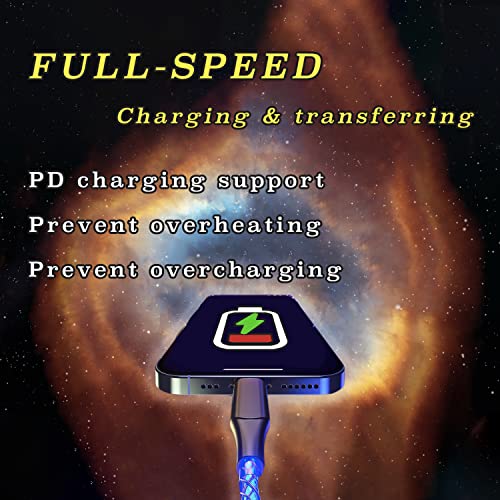 ACEDOAMARE LED Flowing Charging Cable Fast Charging Phone Charger USB C L Cable Charging Transfer Data Laptop/Tablet/Mobile Phone/Car PD Compatible (3 in 1, 3 in 1)