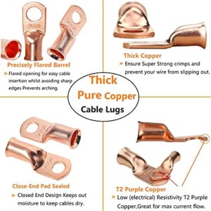 0 Guage Terminals 1/0 AWG-5/16" 10pcs Cable Lugs Battery Lugs,Heavy Duty Wire Lugs,Ring Terminals,Battery Cable Ends,Battery Terminal Connectors with 3:1 Heat Shrink Tubing