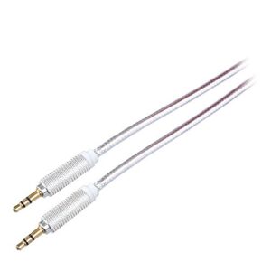 Lilware Braided Nylon Transparent PVC Jacket 1M Aux Audio Cable 3.5mm Jack Male to Male Cord for Multimedia Devices - Silver