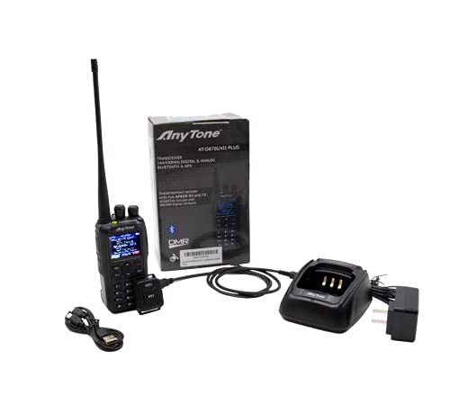 AnyTone AT-D878UVII Plus - Dual Band Analog/DMR Radio with BCS-200 Shoulder Speaker Mic - K-1 Plug IP-54 Rated for DMR and Analog AnyTone - Comes with Free $97 Training Course