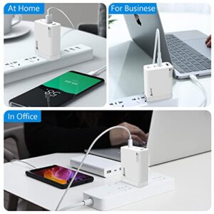 100W USB C Charger, GaN Charger 4 Port USB iphone Wall Charger Fast Charging Block Type C Power Adapter Compatible with MacBook Pro/Air USB C Laptop iPhone 14/13 iPad Pro Galaxy etc(5ft Type C Cable)