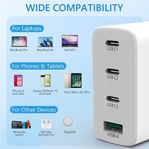 100W USB C Charger, GaN Charger 4 Port USB iphone Wall Charger Fast Charging Block Type C Power Adapter Compatible with MacBook Pro/Air USB C Laptop iPhone 14/13 iPad Pro Galaxy etc(5ft Type C Cable)